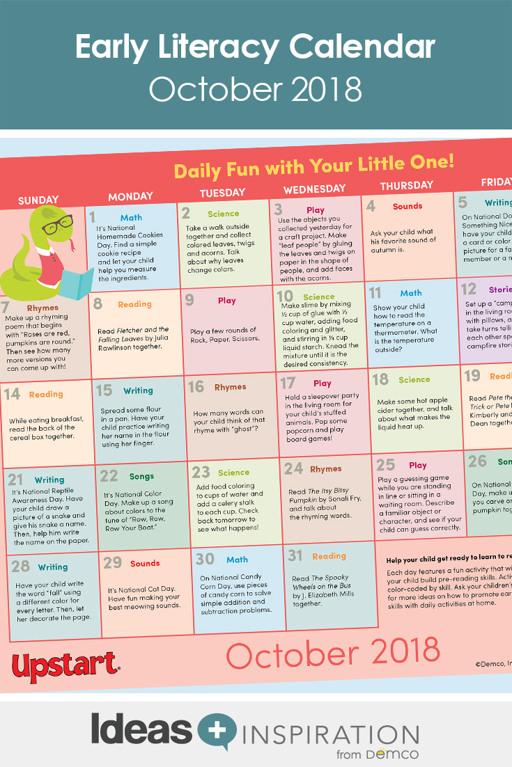 Early Literacy Activities Calendar — October 2018