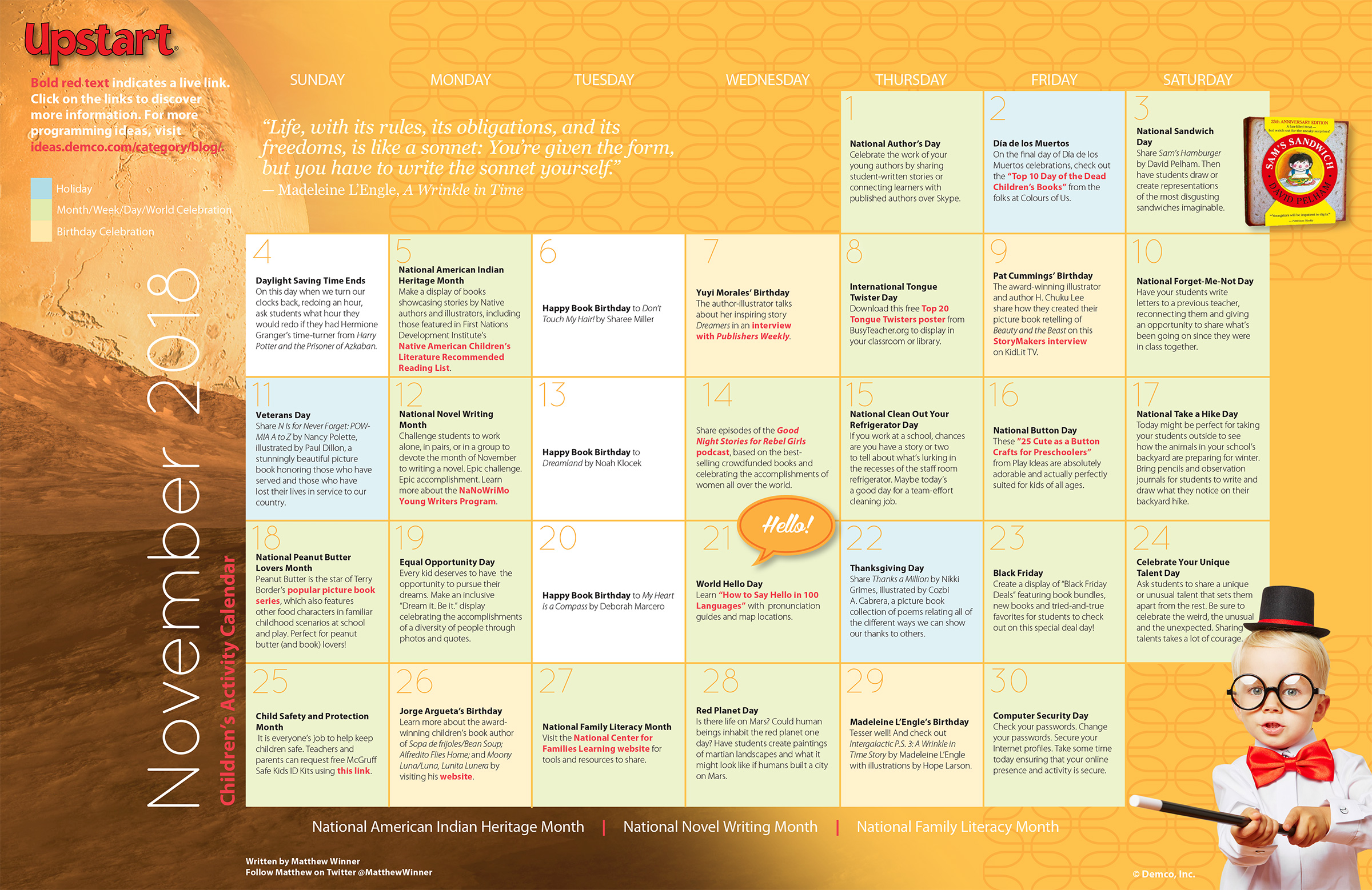 Children's Activities Calendar: November