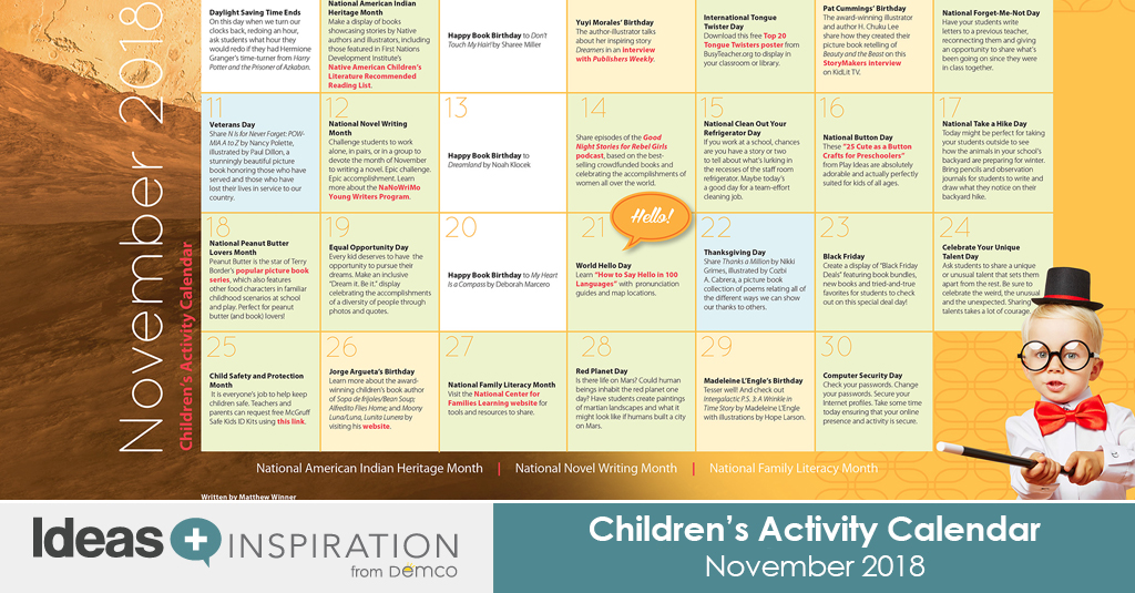 Children's Activities Calendar: November