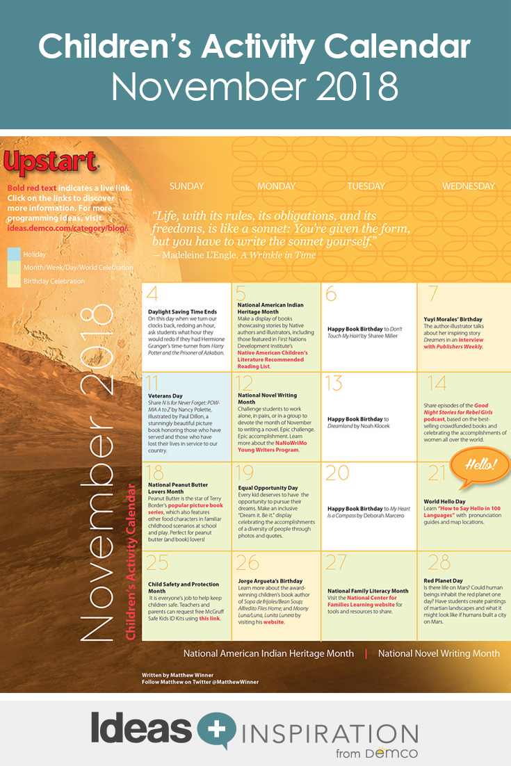 Children's Activities Calendar: November