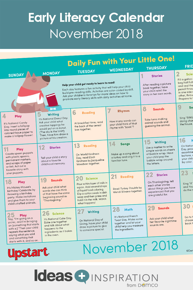 Early Literacy Activity Calendar: November. Books, Celebrations and more!