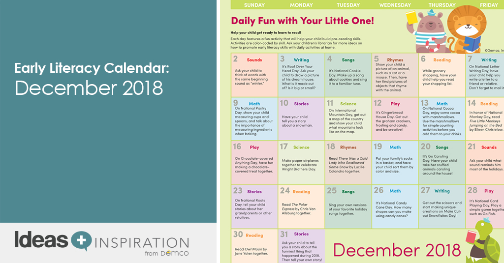 Early Literacy Activities Calendar: December 2018