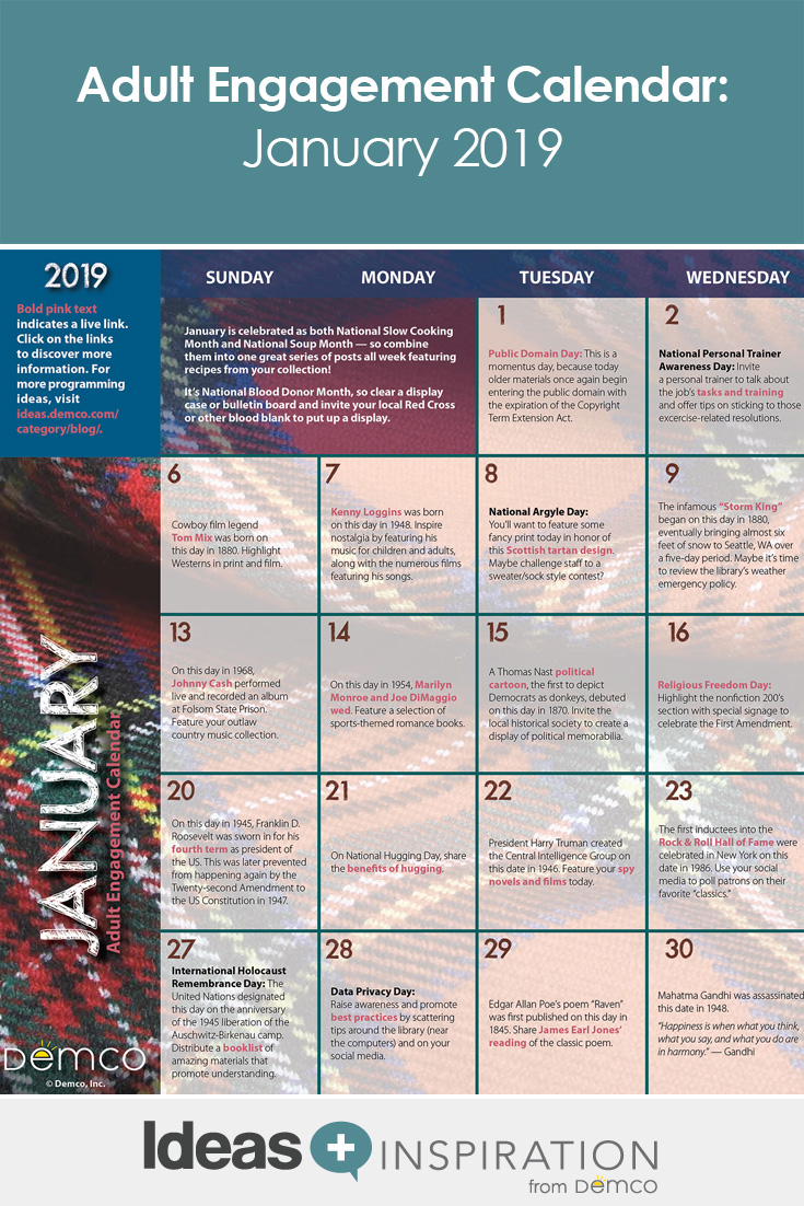 Adult Programming Activity Calendar: January 2019