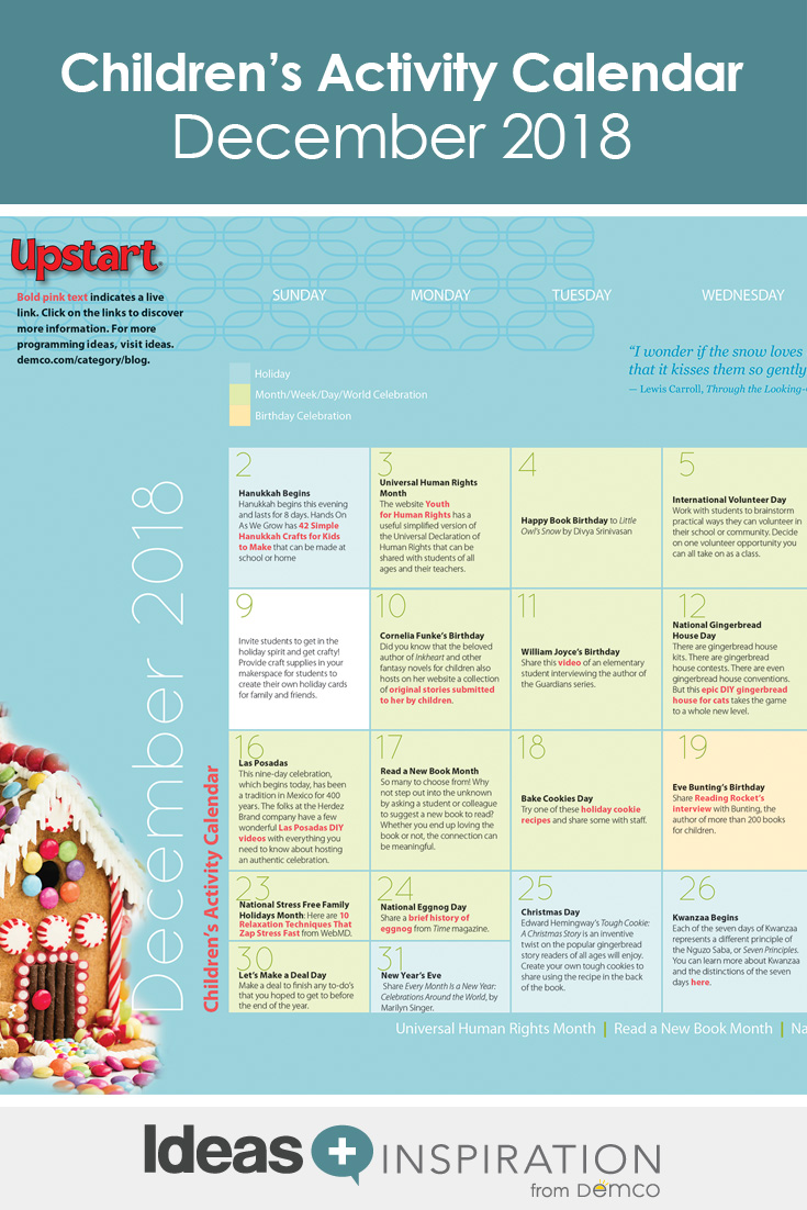 Children's Activity Calendar — December 2018: Ideas for Your Library