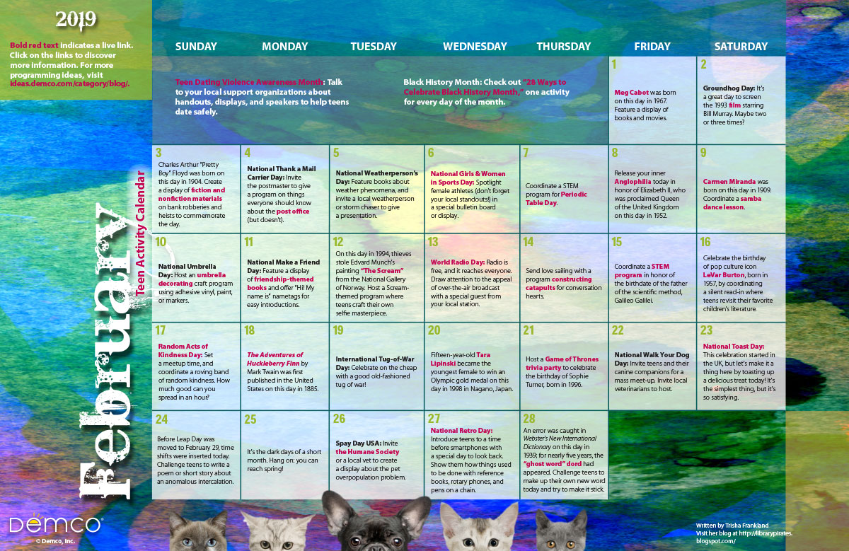 Teen Programming Calendar: February 2019, Activities, Books, and More!