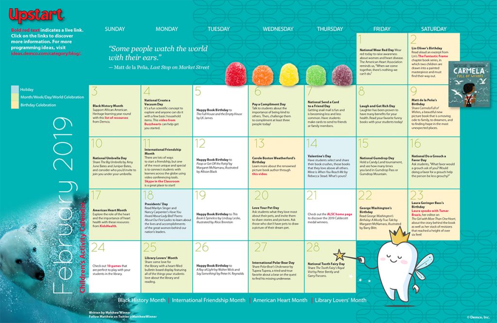 Children's Activity Calendar — February 2019