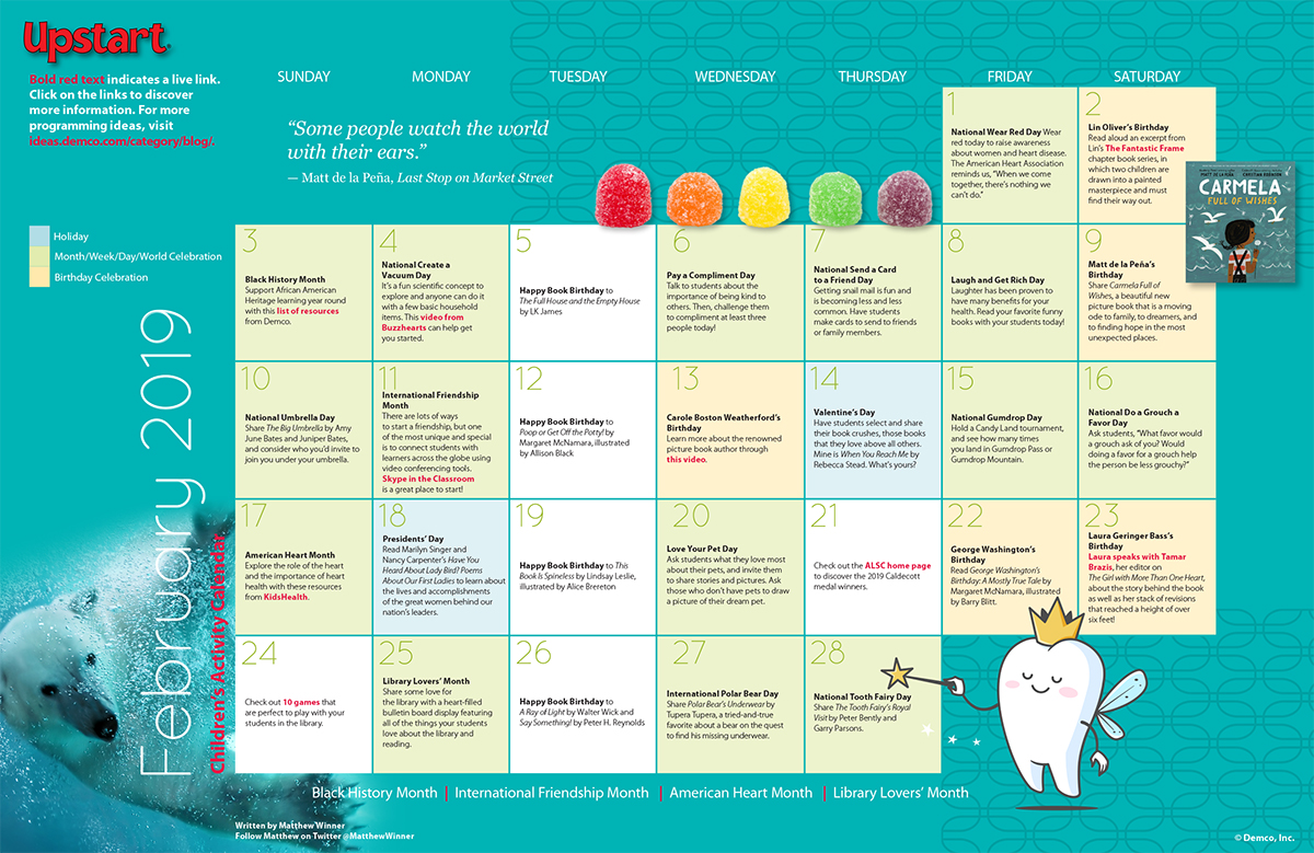 Children's Activity Calendar — February 2019