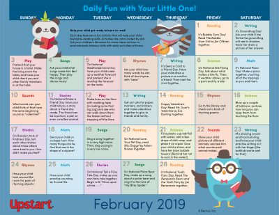Early Literacy Activities Calendar — February 2019