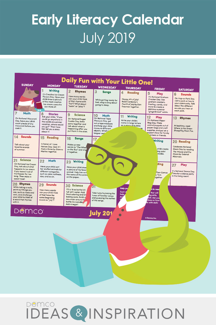 Early Literacy Activities Calendar — July 2019: Crafts, Books, and More!