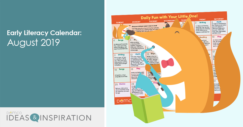 Early Literacy Activities Calendar — August 2019: Crafts, Books, and More