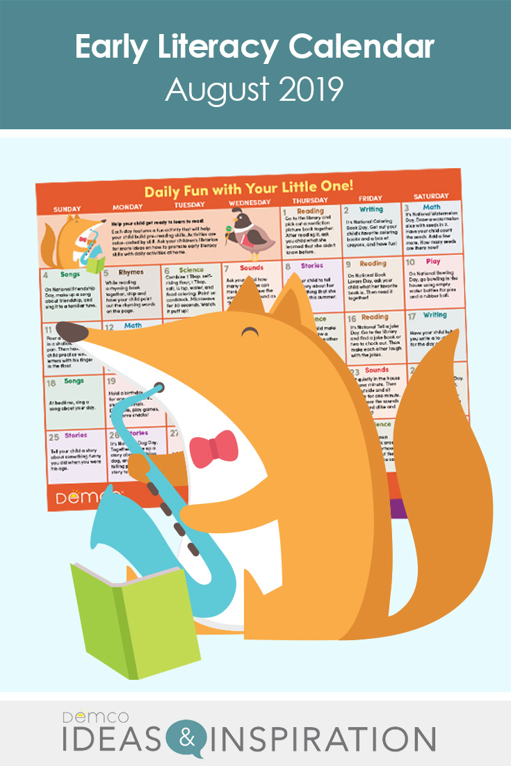 Early Literacy Activities Calendar — August 2019: Crafts, Books, and More