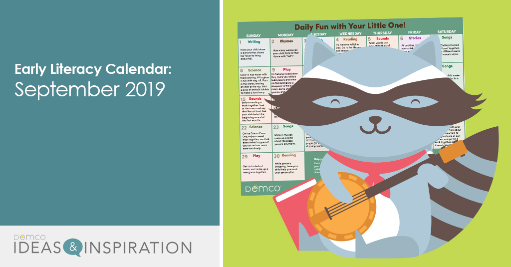 Early Literacy Activities Calendar September 2019: Crafts, Books & More