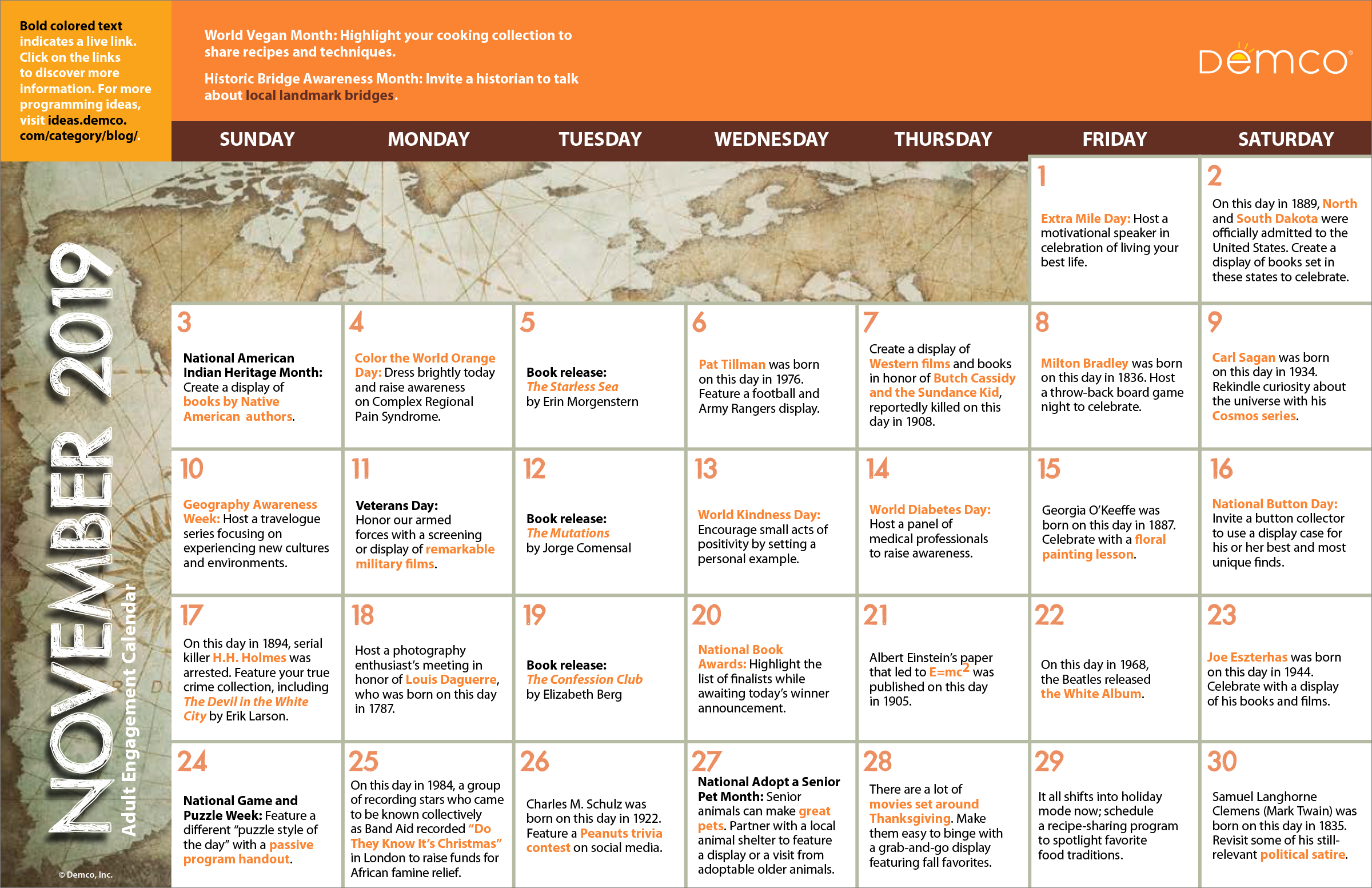 Adult Programming Activity Calendar: November 2019