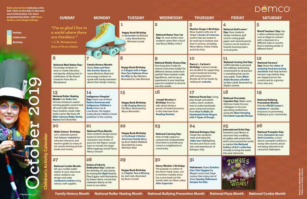 Children’s Activity Calendar: October 2019