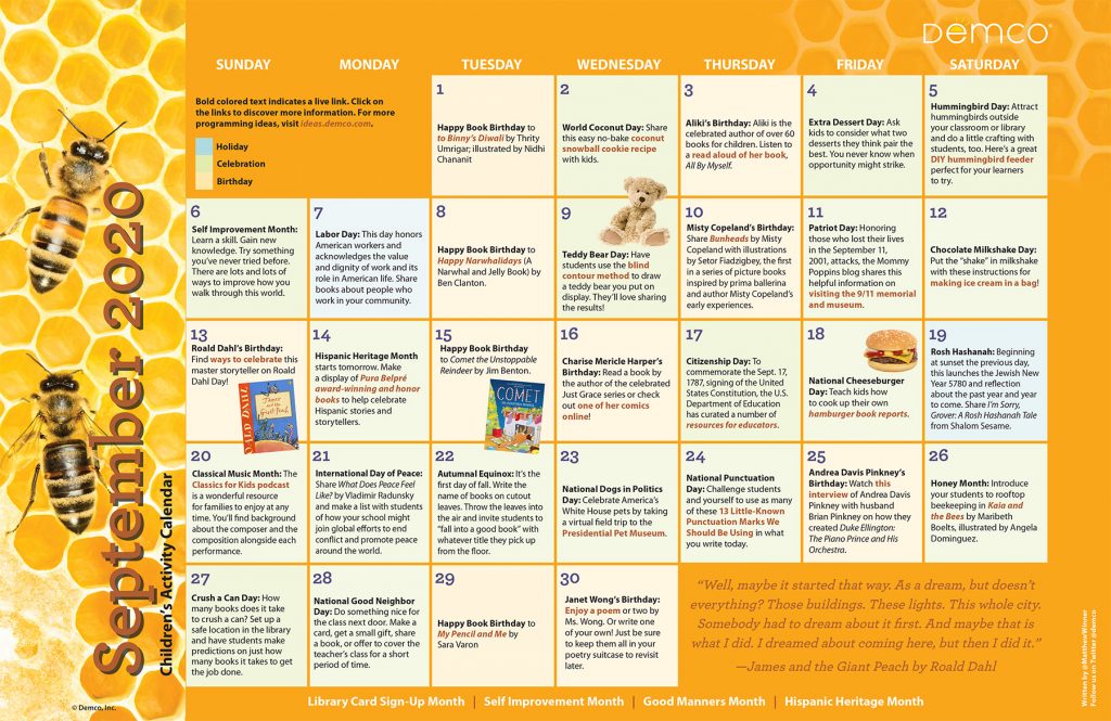 Children’s Programming Activity Calendar: September 2020