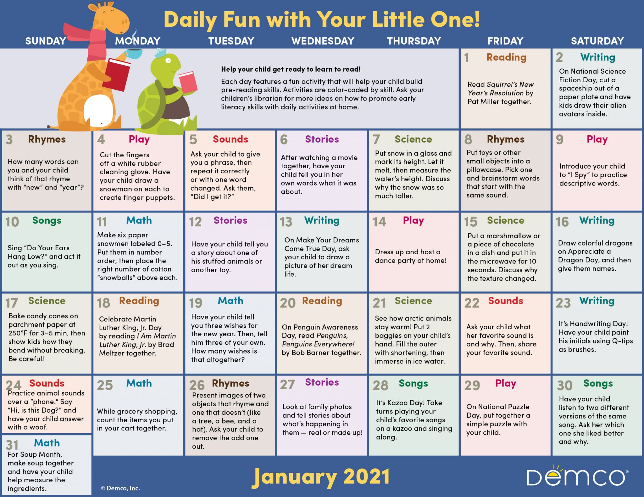 Early Literacy Activities — January 2021: Activities, Books, and More!