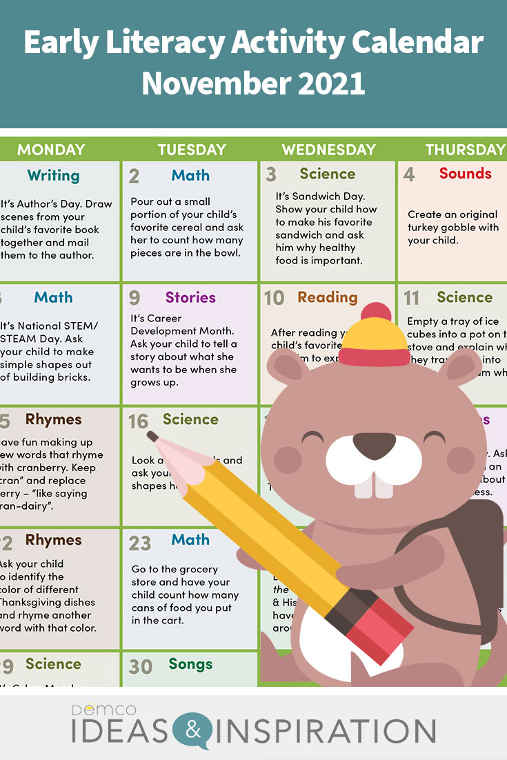 Early Literacy Activities — November 2021: Activities, Books, and More!