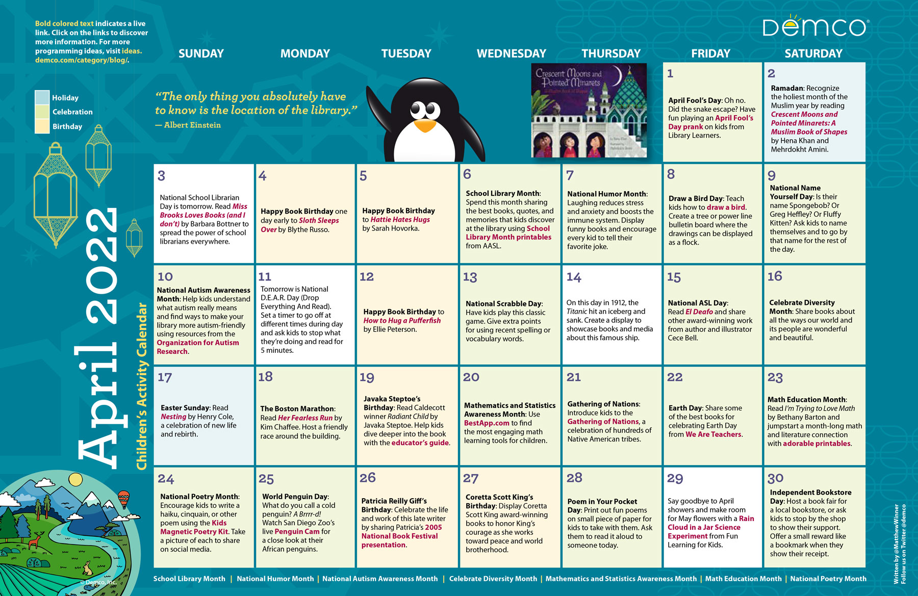 Children’s Activity Calendar: March 2022 - Demco's Ideas and Inspiration