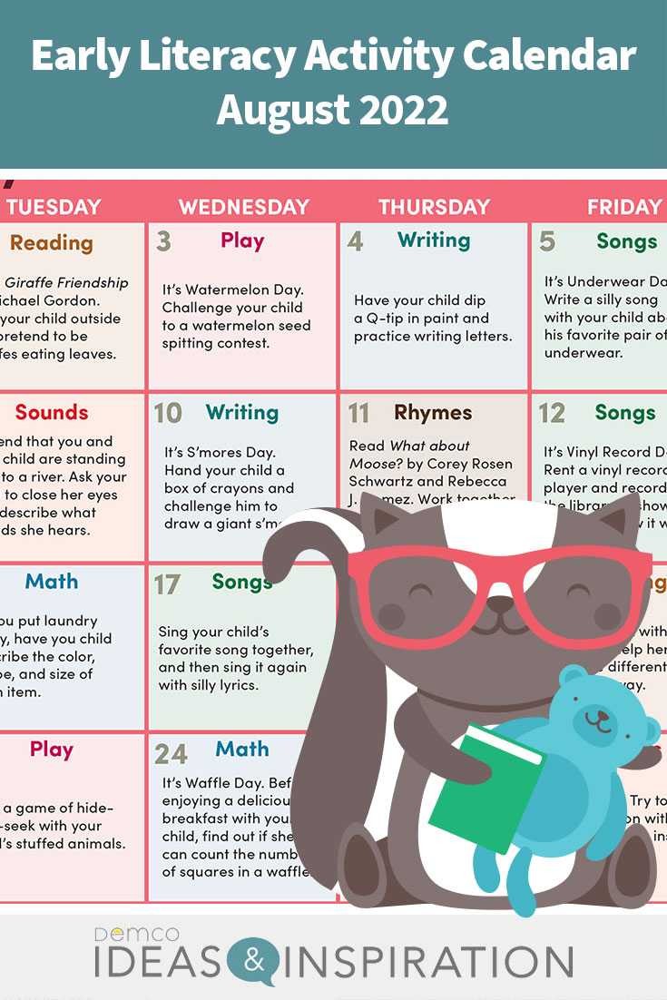 Early Literacy Activities —August 2022: Activities, Books, and More!