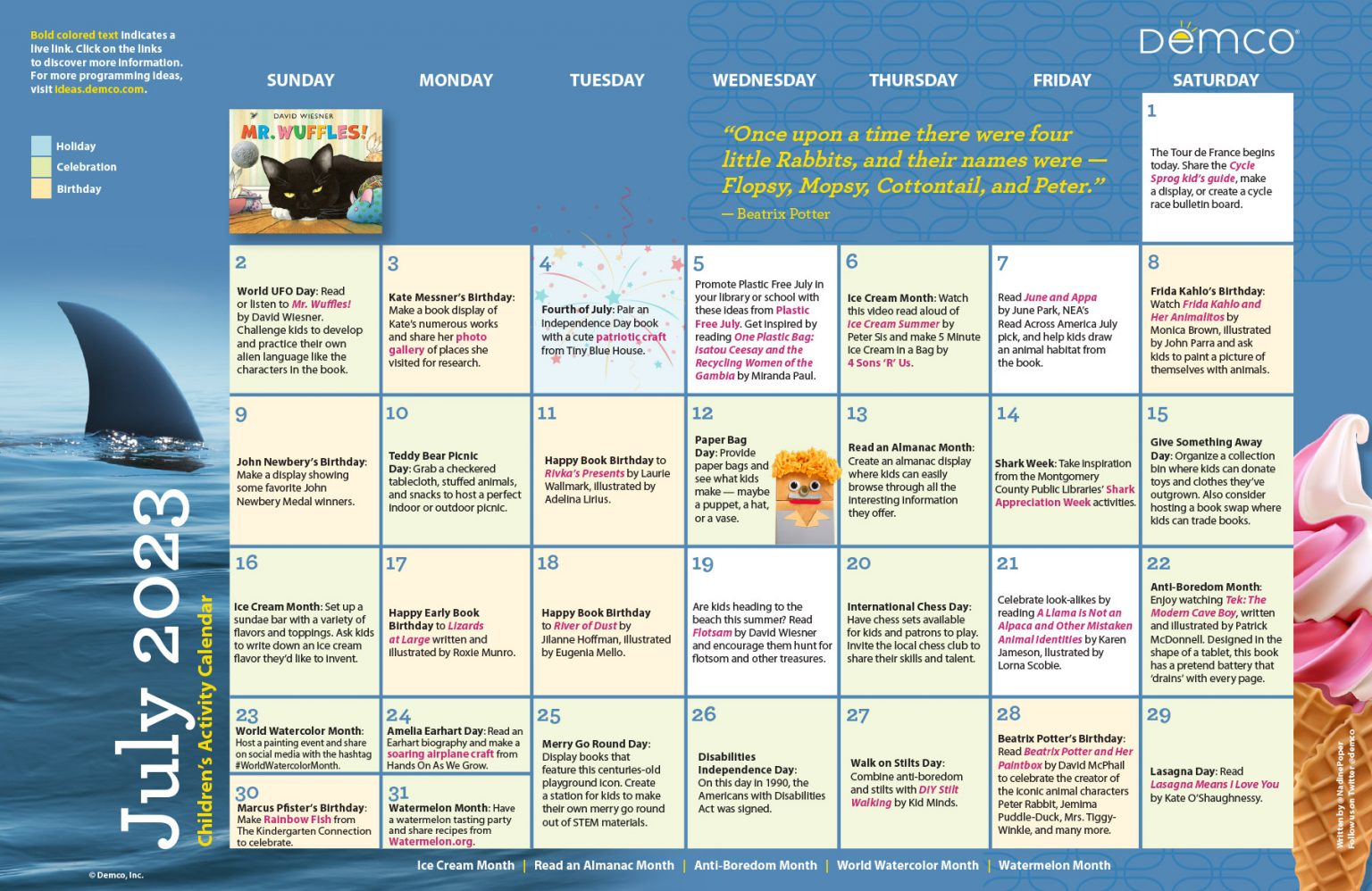 Children’s Activity Calendar: July 2023