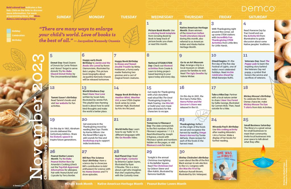 Children’s Activity Calendar: November 2023 Children’s Activity Calendar: November 2023