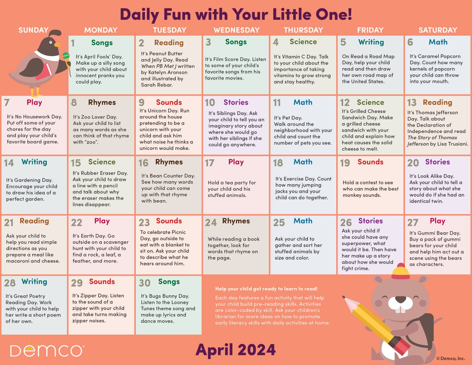 Early Literacy Activities — April 2024: Activities, Books, and More!