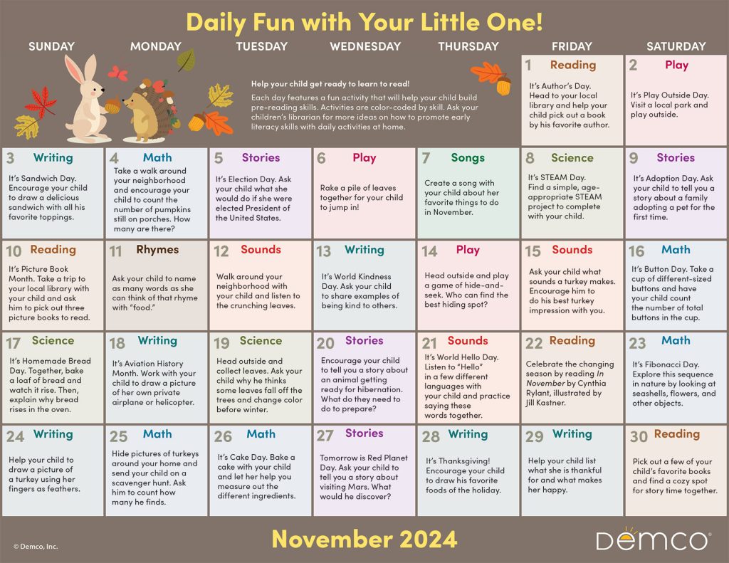 Early Literacy Activities November 2024 Activities Books And More Early Literacy Activities November 2024 Activities Books And More