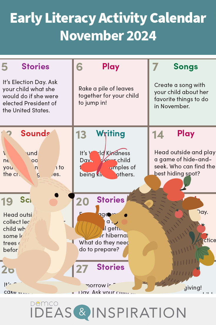 Early Literacy Activities — November 2024: Activities, Books, and More!